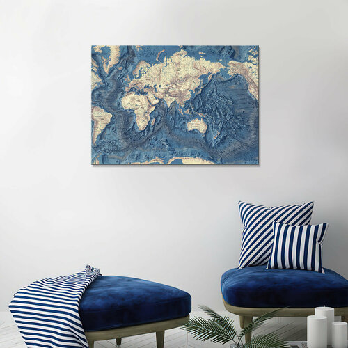 Картина/Картина на холсте/Картина на холсте для интерьера/ Картина на стену/ Картина в подарок для дома/ - Карта дна мирового океана 40х60