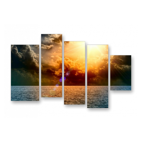 Модульная картина на холсте | Diva Kartina | Природа. Морской закат в облаках | 160X110 см