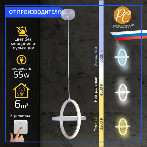 Светильник подвесной РОССВЕТ РС22849, 2*LED 55 Вт