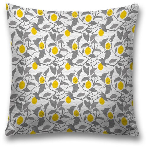 Наволочка декоративная на молнии, чехол на подушку JoyArty "Лимоны на ветках" 45х45 см