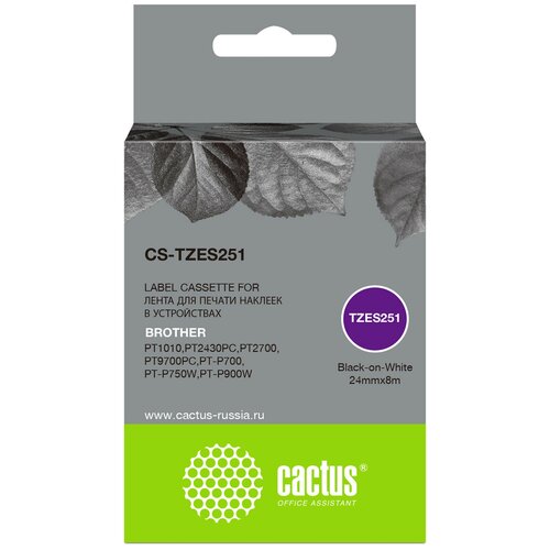 Картридж ленточный Cactus CS-TZES251 черный для Brother 1010/1280/1280VP/2700VP