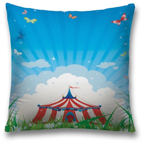 Наволочка декоративная на молнии, чехол на подушку JoyArty "Красочный цирковой манеж" 45х45 см