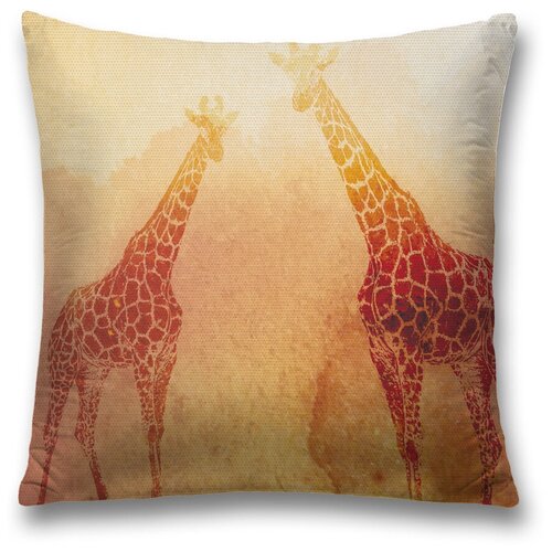 Наволочка декоративная на молнии, чехол на подушку JoyArty "Солнечные жирафы" 45х45 см