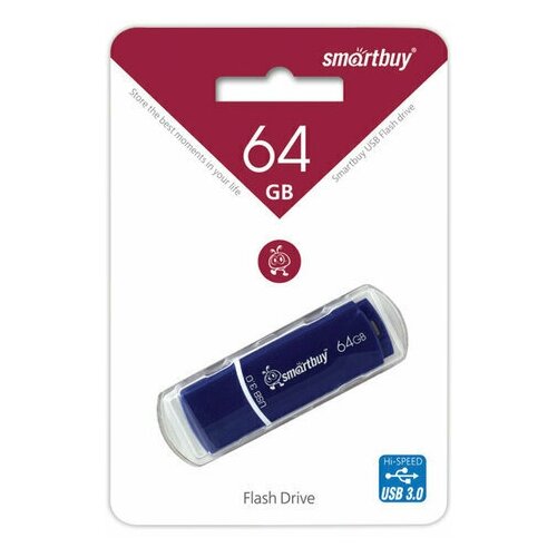 Флеш-диск 64 GB SMARTBUY Crown USB 3.0, комплект 5 шт, синий, SB64GBCRW-Bl