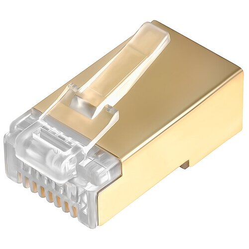 Коннектор для патч корда RJ-45 категория 6 экранированный 24K GOLD витая пара набор коннекторов для Lan кабелей 10шт GCR 03046