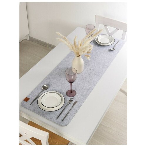 Дорожка на стол Доляна «Грэй», 40×150 см, толщина 4 мм, цвет светло-серый