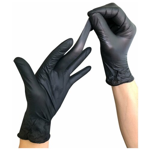 Перчатки нитриловые размер XL, универсальные защитные перчатки для дома и работы 50 пар (черные)