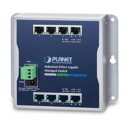 Индустриальный коммутатор PLANET WGS-4215-8T 8-Port 1000TP