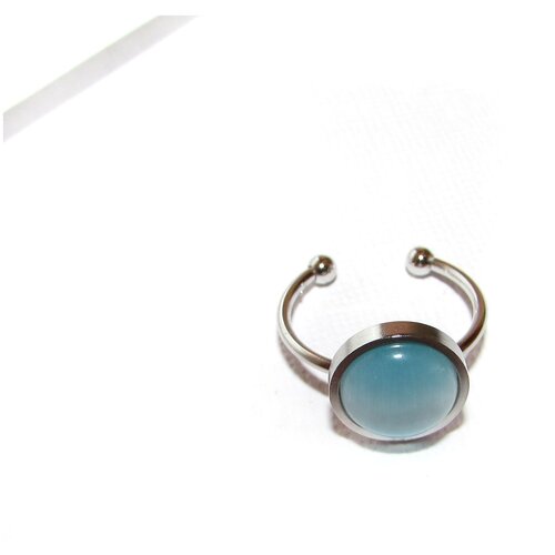 Кольцо помолвочное ZHEN_STUDIO, кошачий глаз синтетический, размер 16.5, голубой