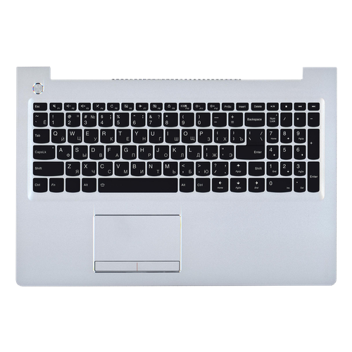 Клавиатура (топ-панель) для ноутбука Lenovo IdeaPad 510-15ISK черная с серебристым топкейсом, с подсветкой