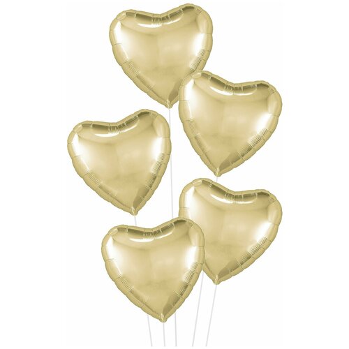 Набор фольгированных шаров Сердце золото сатин 46 см 5 шт