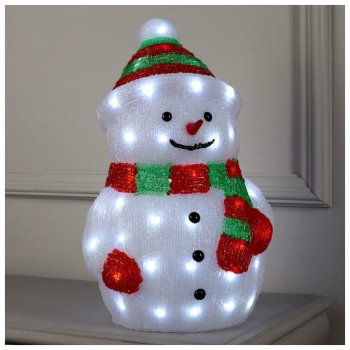 Светодиодная фигура «Снеговик большой» 25 × 44 × 20 см акрил 40 LED 220 В свечение белое