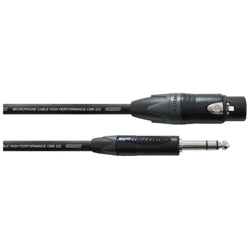 Cordial CPM 2.5 FV инструментальный кабель XLR female/джек стерео 6.3мм male, разъемы Neutrik, 2.5м