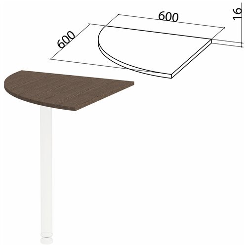 Стол приставной угловой "Канц", 600х600х750 мм, без опоры, цвет венге, ПК34.16 - 1 шт.