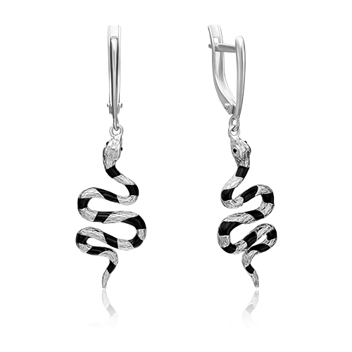 Серьги PLATINA, серебро, 925 проба, серебрение, эмаль, серебряный
