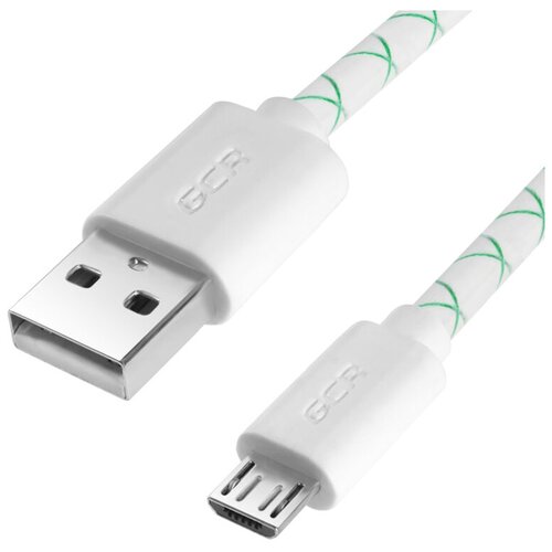 Аксессуар GCR USB 2.0 AM - microB 5pin 30cm White-Green GCR-53208
