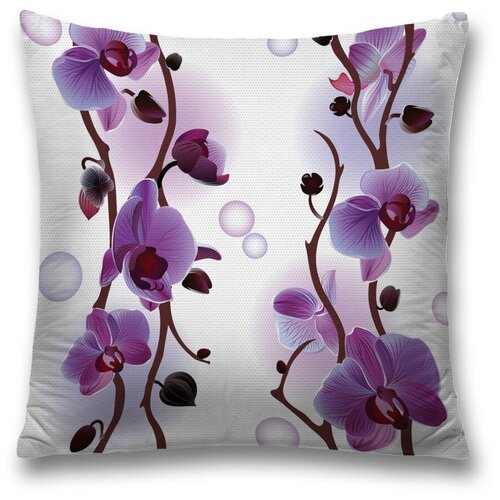 Наволочка декоративная на молнии, чехол на подушку JoyArty "Орхидеи" 45х45 см