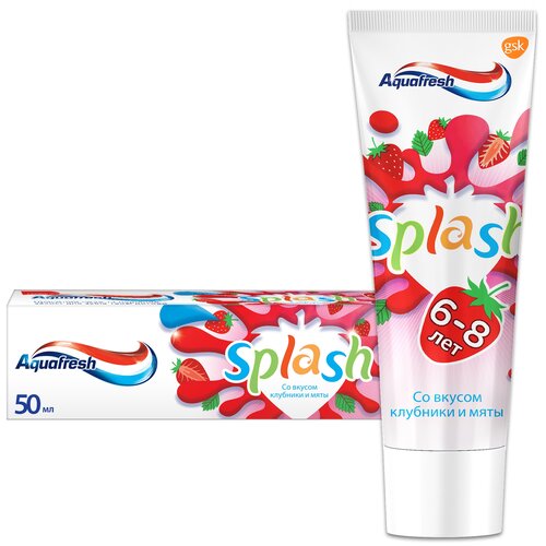 Зубная паста Aquafresh Splash 6-8 лет со вкусом клубники и мяты, 50 мл, 170 г