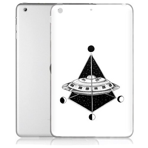 Чехол задняя-панель-накладка-бампер MyPads черно белая летающая тарелка для iPad Pro 11 (2018) A1979/A1934/A2013 противоударный