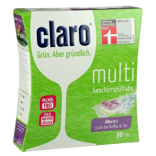 CLARO Multi Tabs "Все в одном" Таблетки для мытья посуды в посудомоечных машинах (эффективен против пятен кофе и чая) / 30 шт. Австрия
