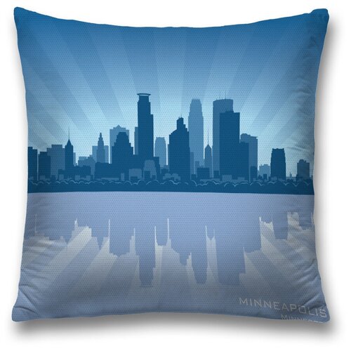 Наволочка декоративная на молнии, чехол на подушку JoyArty "Панорама Миннеаполиса" 45х45 см
