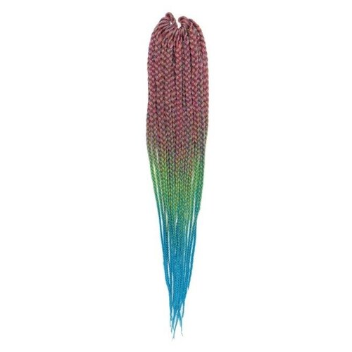 Queen fair SIM-BRAIDS Афрокосы, 60 см, 18 прядей (CE), цвет зелёный/розовый/голубой(#FR-24)