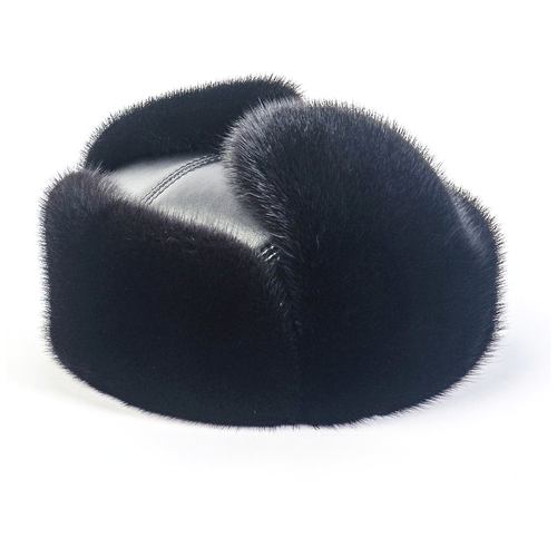 Шапка ушанка  Ушанка норковая, размер 59, черный