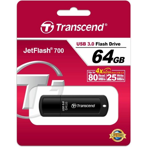 Флешка Transcend Jetflash 700 64ГБ USB3.0 черный (TS64GJF700)