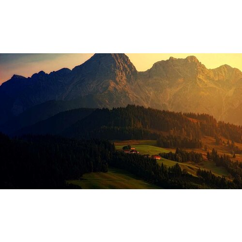 Картина на холсте 60x110 Альянс Лес "Alps mountain landscape" на подрамнике / интерьер/ декор