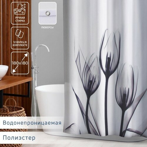 Доляна Штора для ванны Доляна «Моно» с люверсами, 180×180 см