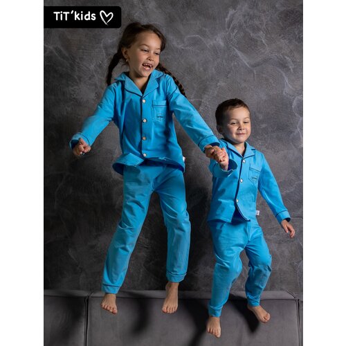 Пижама  TIT'kids, размер 146, голубой