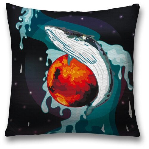 Наволочка декоративная на молнии, чехол на подушку JoyArty "Космическая рыба" 45х45 см