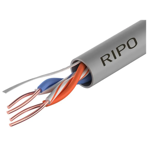 Премиум кабель витая пара для локальной сети LAN UTP2 CAT5E 24AWG Cu Ripo Premium Fluke test Флюк тест 100 метров 001-111041/100