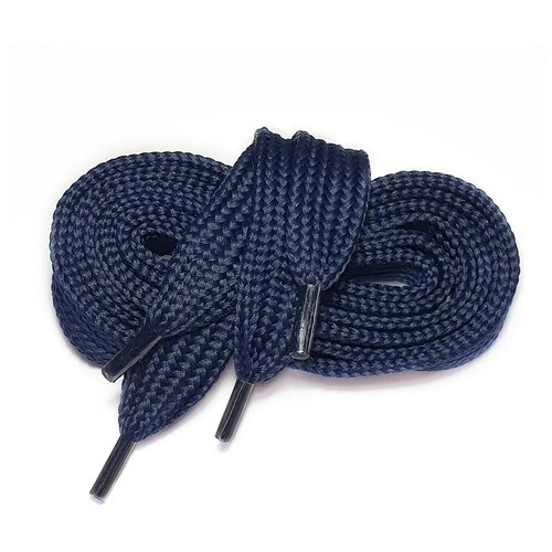 Шнурки LENKO широкие темно-синие плоские 120 см, 20 мм