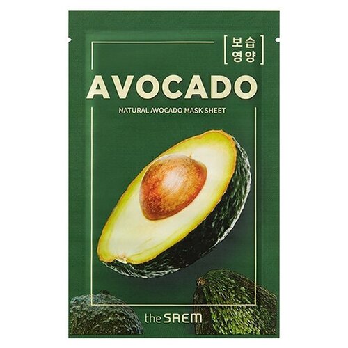 The SAEM Natural Avocado Mask Sheet (Увлажняющая тканевая маска с экстрактом авокадо для всех типов кожи), 21 мл