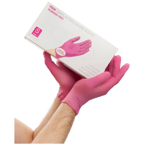 Перчатки Wally Plastic нитриловые, 50 пар, размер S, цвет розовый