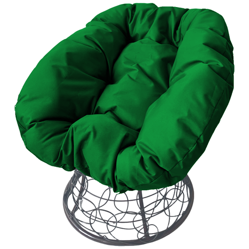 Кресло m-group ПОНЧИК ротанг серое, зелёная подушка