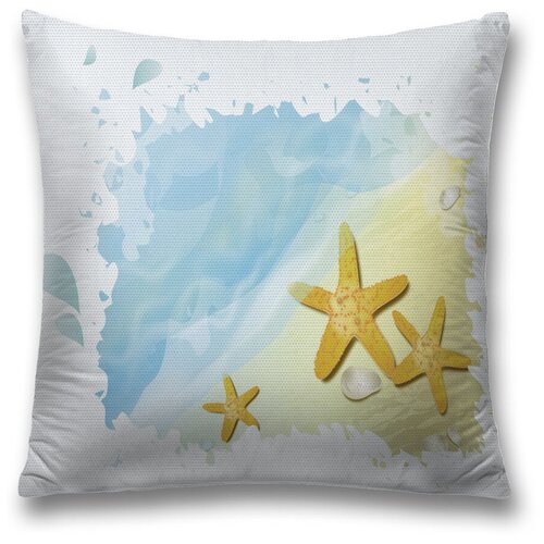 Наволочка декоративная на молнии, чехол на подушку JoyArty "Акварельные морские звезды" 45х45 см