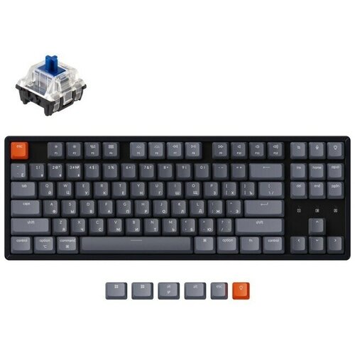 Беспроводная механическая клавиатура Keychron K8, TKL, алюминиевый корпус, RGB подсветка, Gateron Blue Switch