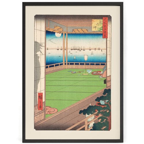 Постер на стену Японская гравюра Укие-э море океан 1800х от Утагава Хиросигэ 50 x 40 см в тубусе