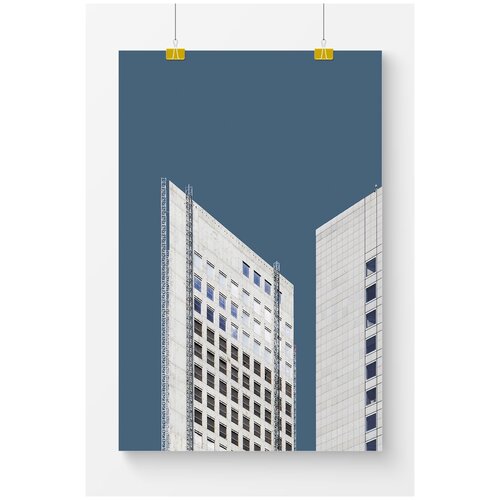 Постер на стену для интерьера Postermarkt Сине белая архитектура №6, размер 70х100 см, постеры картины для интерьера в тубусе