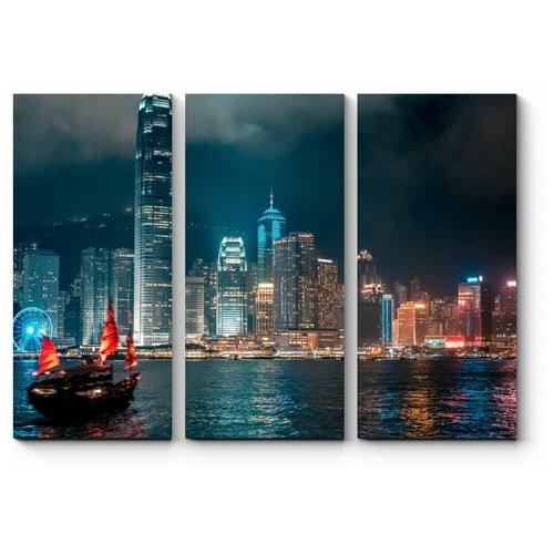 Модульная картина Ночные огни Гонконга150x108
