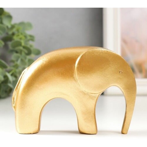 Сувенир полистоун Золотой слоник 3,5х13х7,5 см