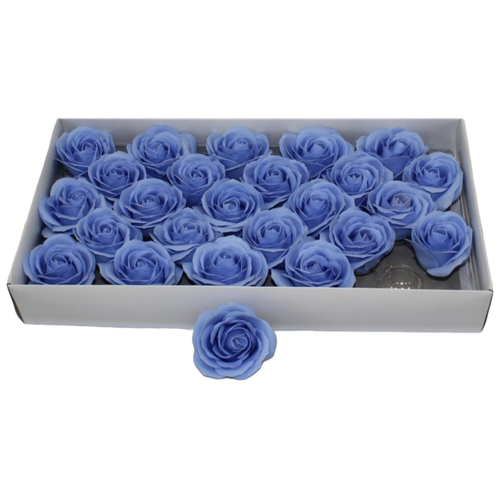 Мыльные розы большие. Пятислойные бутоны, размер 6.5х7см. Набор 25шт. Цвет голубой