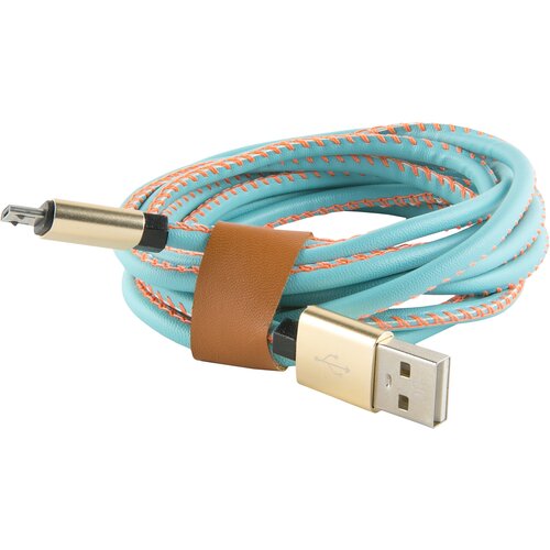 Дата кабель USB - micro USB (2 метра) оплетка "экокожа"/Провод USB - micro USB/Кабель USB - micro USB разъем/Зарядный кабель синий