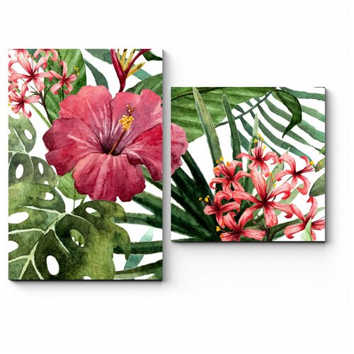 Модульная картина Тропические цветы 60x45