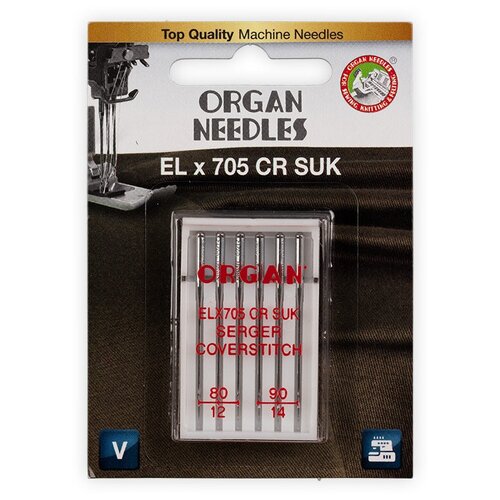 Иглы для быт. шв. машин ORGAN EL x 705 6 шт в блистере 5487000BL № 80-90