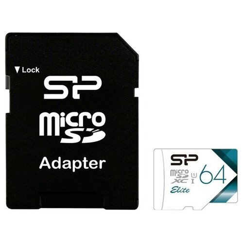 Карта памяти 64Gb MicroSD Silicon Power Elite + SD адаптер (SP064GBSTXBU1V21SP)