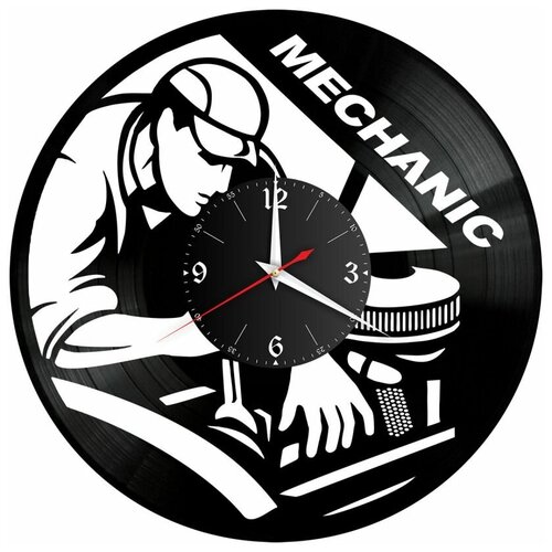 Часы из винила Redlaser "Mechanic, Автосервис, механик" VW-10841