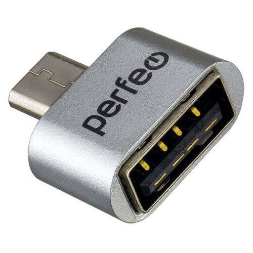 Адаптер OTG / Адаптер-переходник Perfeo USB на micro USB c OTG (PF-VI-O011 Silver) серебряный
